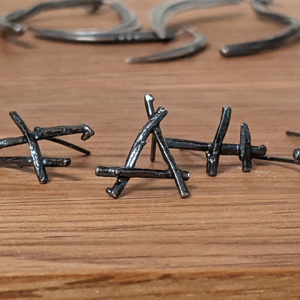 Norse Code Earring Studs, Sterling Silver Twigs: Set of 6 - Viking ...
