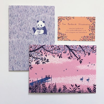 Panda Greetings Card Animal Illustration Panda Art Card - Etsy
