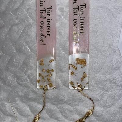 Pink and Gold Fully Customisable Bookmark With Tassel Personalised ...