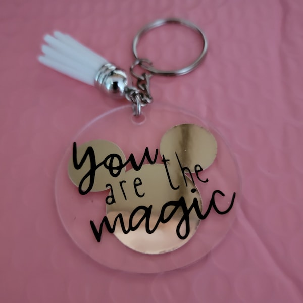 Custom Holographic Mickey Silhouette Name Keychain | Mickey Mouse Head ...