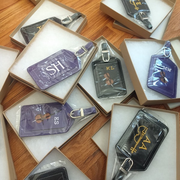 Leather Luggage Tag for a Cello Case, Custom Embroidered Personalized ...