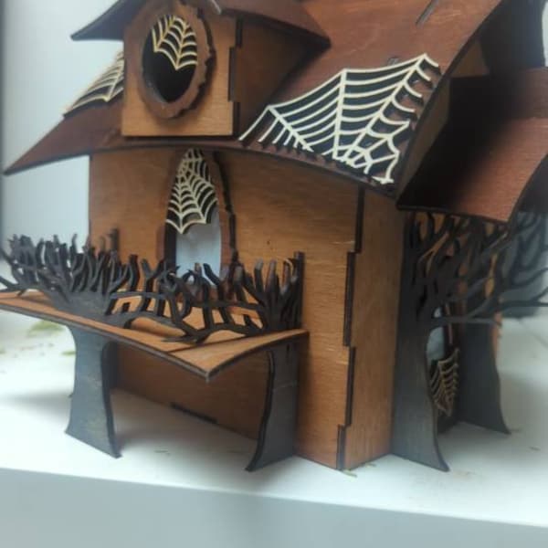 Halloween Laser Cut Files Haunted House Mansion 3D Glowforge SVG DXF ...