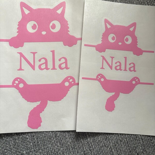 Personalized Cat Hanging Vinyl Decal - Etsy