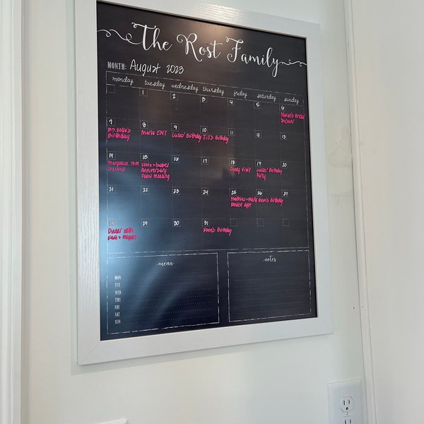 Personalized Calendar , Dry Erase Custom Chalkboard Calendar , Framed ...