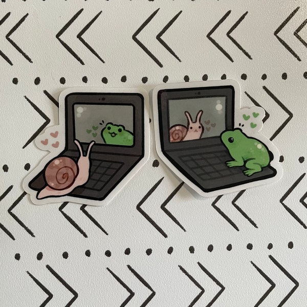 Date Night Clear Sticker Set of 2 / Snail and Frog Stickers / Cute ...