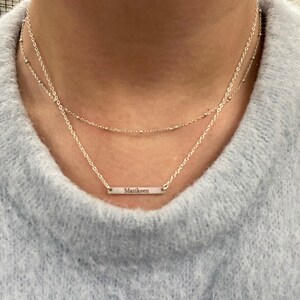 Skinny MINI Bar Necklace Personalized Gold Bar Customized | Etsy