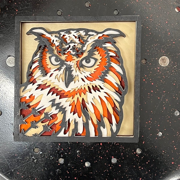 Eule 3D Laser geschnitten SVG / Eule SVG für Holz / 3D Tier Mandala Wandkunst / mehrschichtige ...