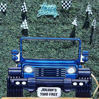 Blue Car, Photo Prop, Birthday Party DIY Poster, Photo Booth Selfie ...