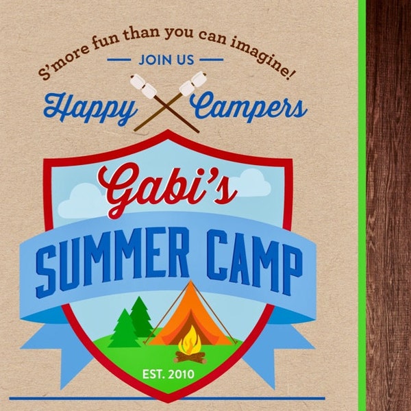 Summer Camp Birthday Party Invitation - Camp Invitation, S'mores ...