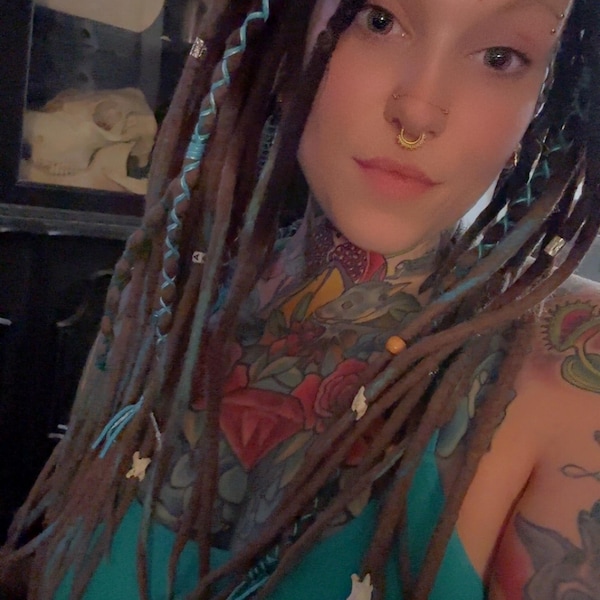 Handmade Wool Dreadlocks, Brown and Blue With Beads (lightweight, Soft ...