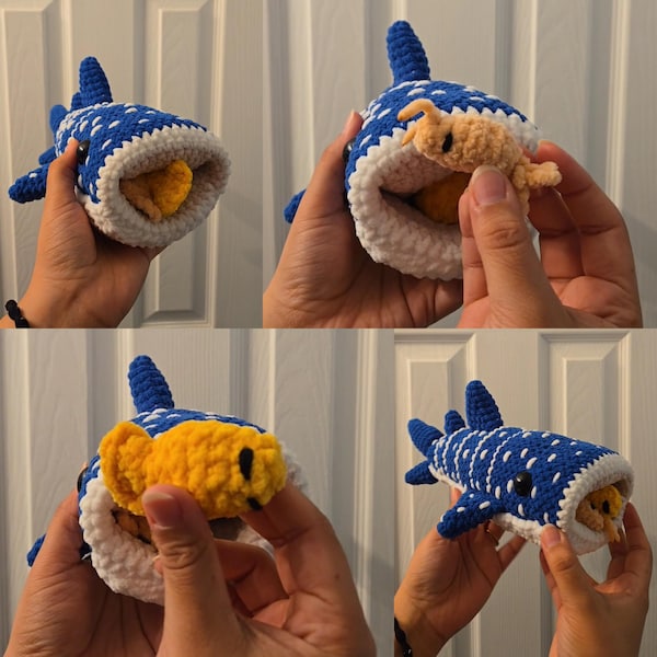 PATTERN: Plush Winslow the Whale Shark With Mouth Pocket and Mini Fish and Shrimp - Crochet ...