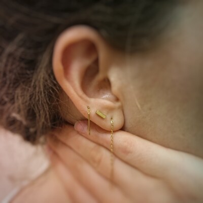 Ear Thread Threader Earrings Ear Thread Dangle Chain Pull-through Earring Stainless Steel Chain ...