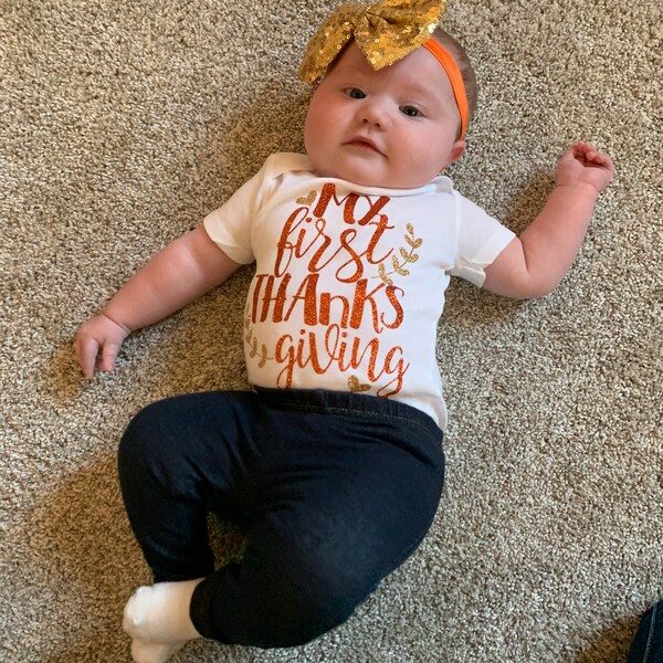 My First Thanksgiving, Girl Thanksgiving Outfit, Thanksgiving Set, Baby ...