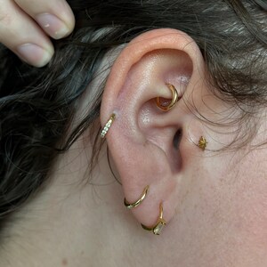 Huggie Hoop Earrings Paved Clicker Hoops Cartilage Hoop Rook Hoop ...