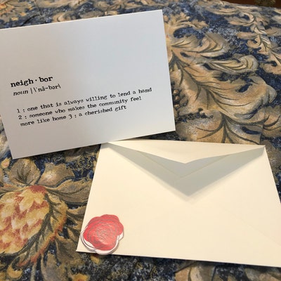 Neighbor Definition Greeting Card in Typewriter Font With Envelope and ...