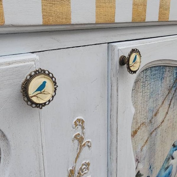 Bird Drawer Knobs - Brass Cabinet Knobs With Bird Images - Bird Cabinet ...