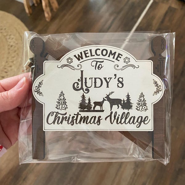 Personalized Christmas Village Sign, Welcome to Our Village Sign ...