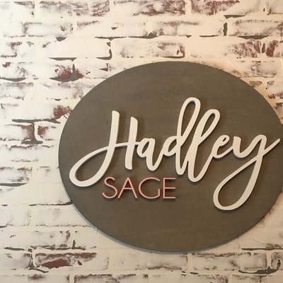 Custom Name Sign 1236 Round Sign Baby Name Sign Nursery Room Decor ...