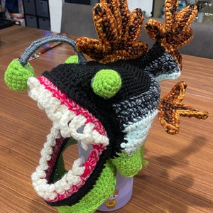 Angler Fish Crochet Hat Costume & Wrist Gauntlets Fantasy Under the Sea ...