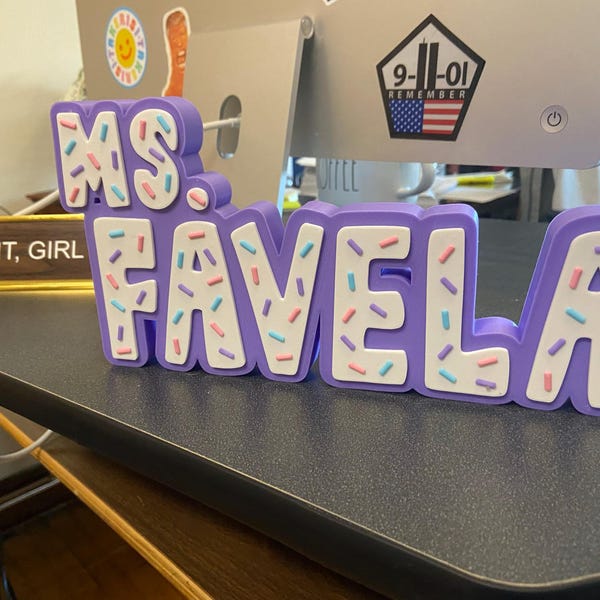 3D Sprinkles Name Plate - Custom Cupcake Name Sign - Purple Teacher ...