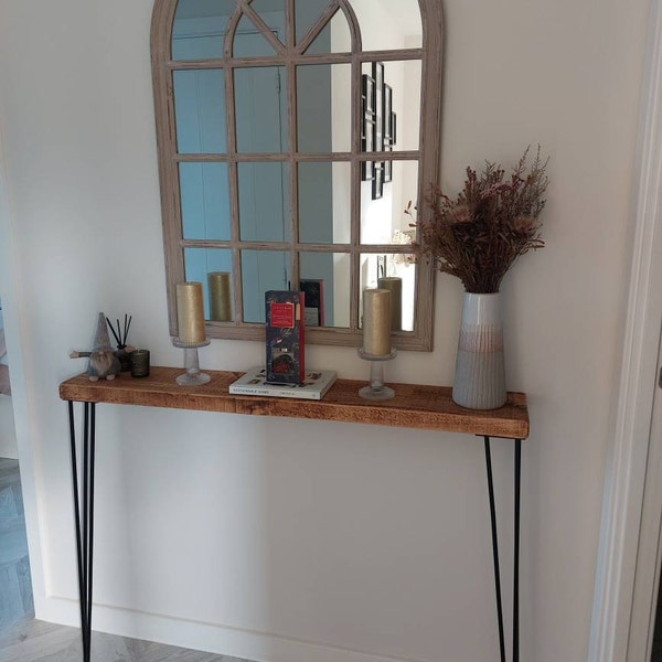 Omni Rustic Console Table With Black 3 Pin Hairpin Legs. hallway Table ...