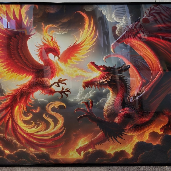 CANVAS Print | Phoenix Bird Being Reborn Out of a River of Molten Lava ...