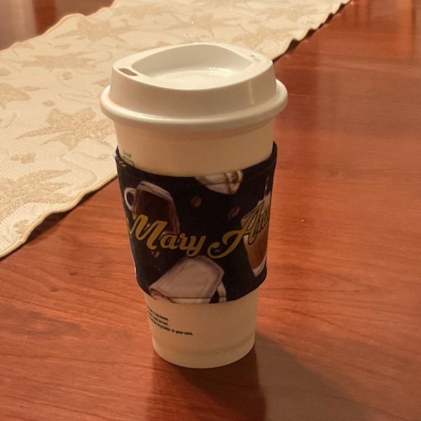 Reusable Coffee Cup Sleeve, Custom Cup Sleeve, Fabric Coffee Cozy ...