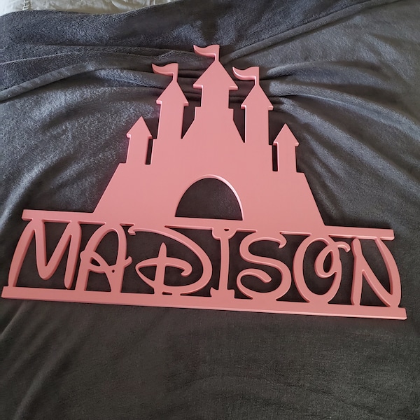 Wooden Name Sign in Disney Castle, Princess Name Sign, Personalized ...