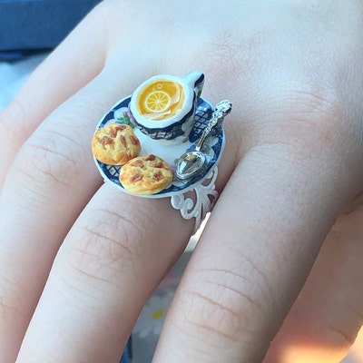Tea Party Ring Cookie Ring Tea Cup Ring Lemon Tea and Cookie Ring Tea ...
