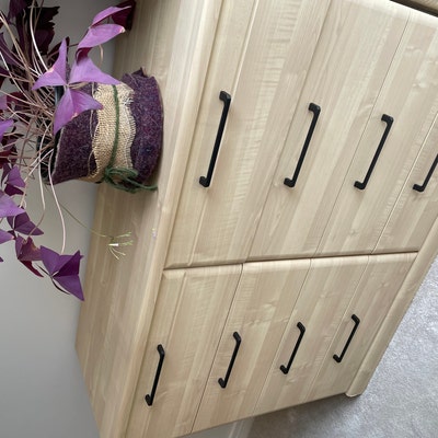 Matt Black Slim Squared Angular Kitchen Cabinet Handle 160mm Bedroom ...