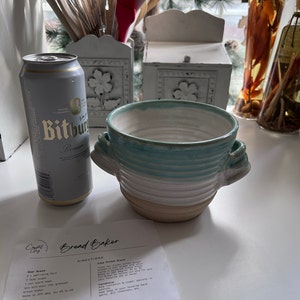 Handmade Pottery Bread Baker White Ceramic Bread Crock Pottery Handmade ...