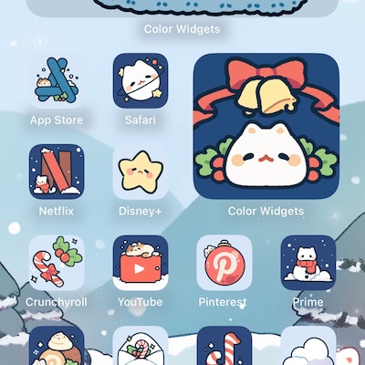 Cute Winter Kitties App Icon Set Kawaii Aesthetic Theme for Android IOS ...