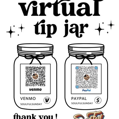 Printable Virtual Tip Jar Venmo Payment Sign QR Code Sign Template ...