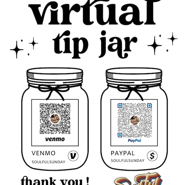 Printable Virtual Tip Jar Venmo Payment Sign QR Code Sign Template ...
