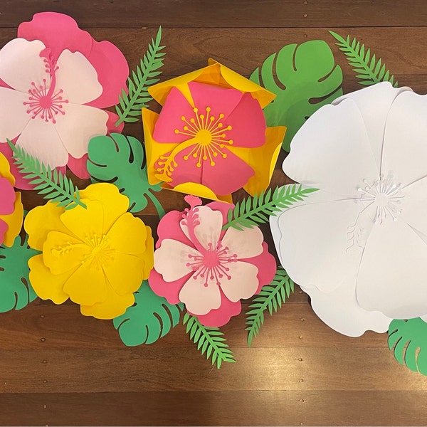 Svg Paper Flower Hibiscus Template, TROPICAL SET Hawaiian Flower,3 ...