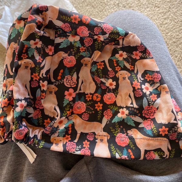 Labrador Fabric - Yellow Labrador Retriever Dog Floral Fabric by ...