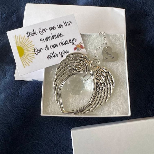 Sun Catcher Sympathy Gift, Poem Card Memorial Suncatcher, Wing Sympathy ...