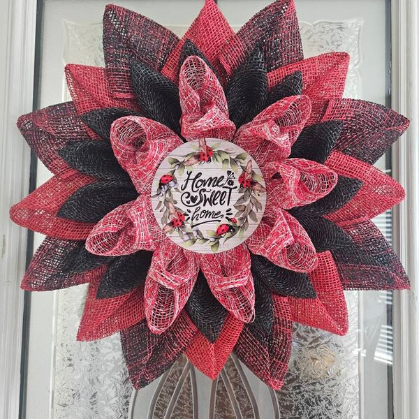 Wreath Sign, Ladybug Wreath Sign, Choose Your Custom Size Round Wreath ...