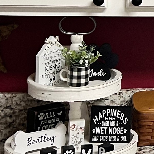 Dog Tiered Tray Decor, Tiered Tray Decor Bundle, Personalized Dog Decor ...