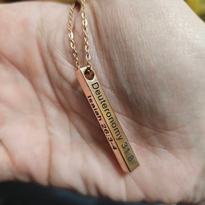 Bible Verse Necklace for Woman, Custom Vertical Bar Pendant, Bible ...
