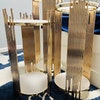 Set of 3 Pcs Plinths- Gold Round Metal Plinths Wedding Backdrop Stand ...