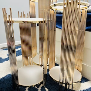 Set of 3 Pcs Plinths Gold Round Metal Plinths Wedding Backdrop Stand ...