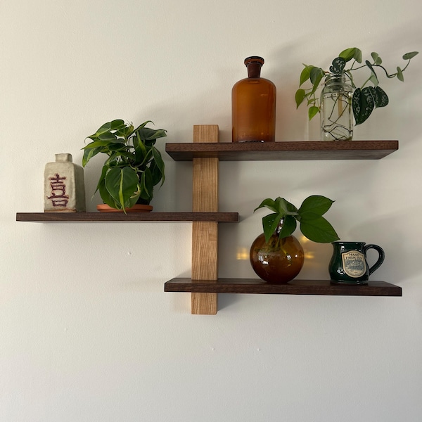 Wood Floating Shelf, Minimalist Shelves, Mid Century Modern, Art Deco ...