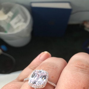 5.43ct Cushion Cut Halo 925 Sterling Silver CZ Engagement - Etsy