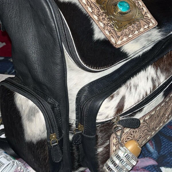 Leather Backpack Women, Cowhide Leather Backpack, Cowhide Backpack ...