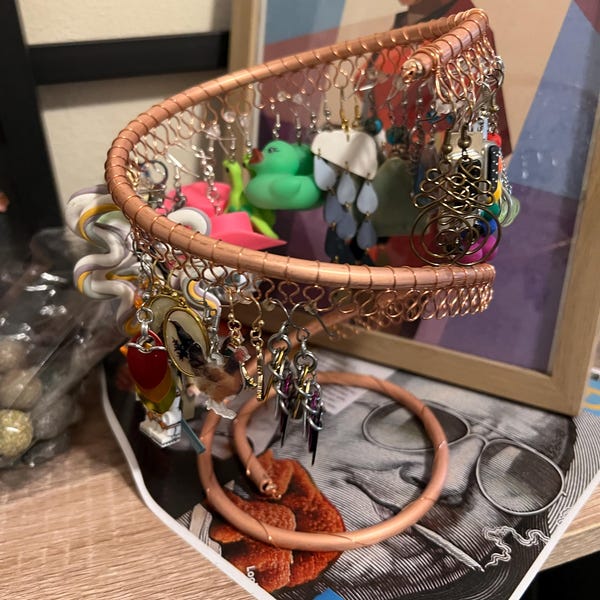 Earring Tree 2 Arm, Copper Spiral Earring Holder That Holds Both ...