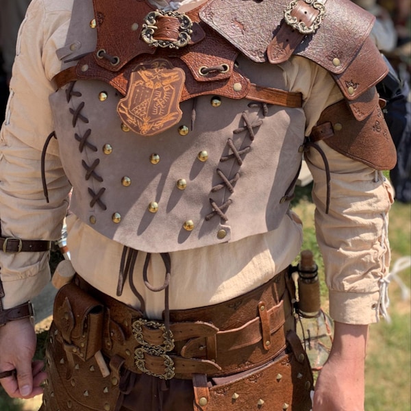 Costume Leather Set Larp Ranger, Pauldrons Gorget Bandolier Bracers ...