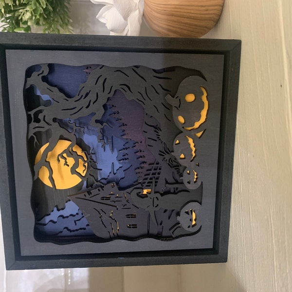 Combo 4 Halloween Shadow Box Templates, 3D Shadow Box SVG, Halloween ...