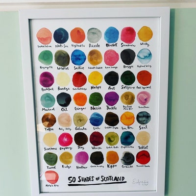 50 Shades of Scotland, Quirky Scottish Colour Chart Poster. Fun Memento ...