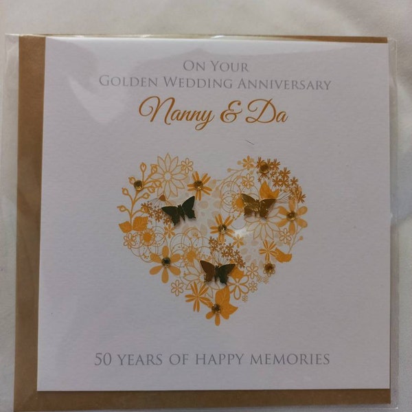 Personalised Handmade Gold- 50th Wedding Anniversary Heart Card - Etsy UK